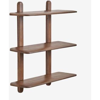 Sklum Wandregal aus Holz Veleta &x2194&xFE0E 80 cm Akazienbraun dunkel 3 Fachb&ouml;den