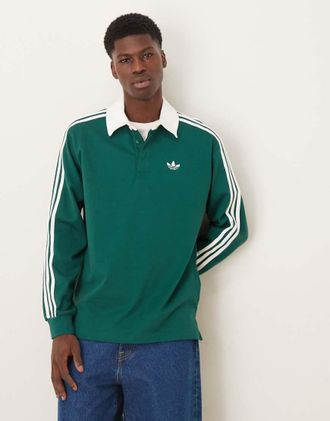 adidas Originals Polo manches longues &agrave; trois bandes - Vert
