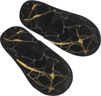 Generic Pantoufles En Coton Papier Peint Or Et Noir L&eacute;gers Hiver Pantoufles R&eacute;utilisables Maison Slippers Pour Homme H&ocirc;tel Voyage L