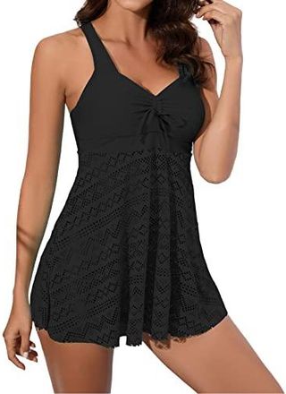 Generic Maillot de Bain 2 Pièces Femme Tankini Ensembles Imprimé Deux Pièces Tankini Push-up pour Le contrôle du Ventre Tankini Set Amincissant avec Boyshort 