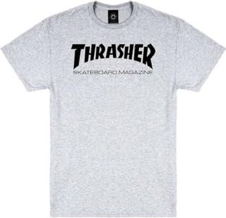 Thrasher Skateboard Magazine S/S T-Shirt Skate Mag Skate Shirt, Gris cendr&eacute;/noir, Taille S