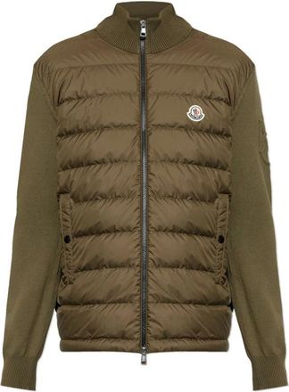 Moncler Homme, Vestes, Vert, Taille: XL Padded Zip-Up Cardigan