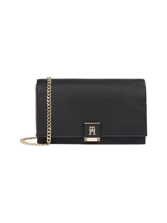 Tommy Hilfiger Clutch TOMMY HILFIGER TH HER FLAP W/CHAIN, Damen, Gr. B/H/T: 21cm x 12cm x 7,5cm, schwarz, Lederimitat, Taschen, Damen Umh&auml;ngetasche, Mini-Bag, Cross-