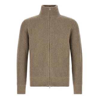 Maison Margiela Homme, Pulls, Beige, Taille: XL Veste en maille c&ocirc;tel&eacute;e
