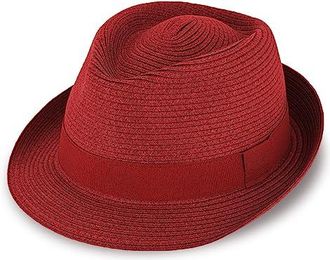 Fiebig Jackson Trilby Chapeau en papier avec ruban gros-grain coloré | Chapeau de soleil 100 % papier | Chapeau dété naturel dans de nombreuses tailles et co