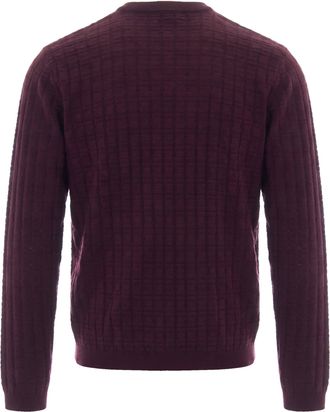 Emporio Armani Textured Crew-Neck Wool Blend Sweater - Brown