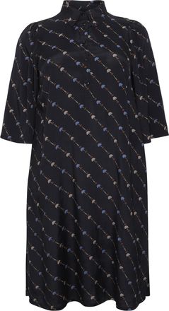 Kaffe Curve Kaffe Curve Damen-Tunika, Midi-Druck, Ärmel, lässig, Schwarz/Infinity Graphic Lines, 48