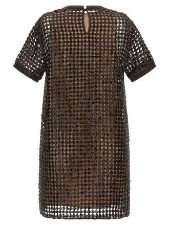 Brunello Cucinelli Sequin Mesh Dress - Black