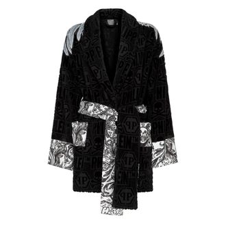 Philipp Plein Femme, V&ecirc;tements de nuit et de d&eacute;tente, Noir, Taille: 38/40 FR Peignoir court Silver Eagle