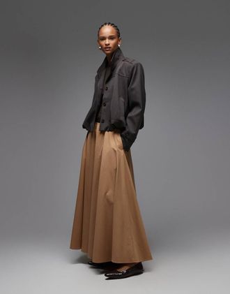 Asos Jupe longue trapèze évasée - Camel-Neutre