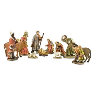 Riffelmacher & Weinberger Riffelmacher 78005 - Bemalte Krippenfiguren für die Weihnachtskrippe, Figuren max. 12 cm, 12 teiliges Set aus Polyresin, Weihnachten, Weihnachtsgeschi