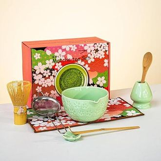 Generic Service &agrave; th&eacute; matcha de style japonais avec bol en c&eacute;ramique avec bouche Baiben Li Bo&icirc;te color&eacute;e haut de gamme Artisanat exquis Ensemble id&eacute;al pratiqu
