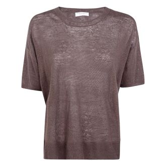 Majestic Filatures Femme, Pulls, Brun, Taille: 40 FR Pull en Lin &agrave; Col Rond