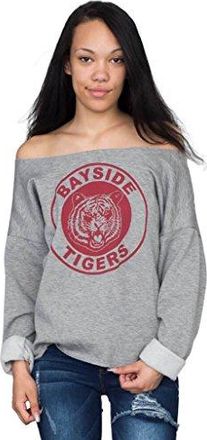 American Classics Saved By The Bell Kelly Kapowski Bayside Off The Shoulder Gris Juniors Sweat-shirt - Gris - X-Large