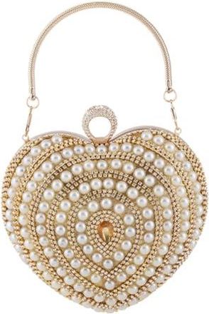 Supvox Paquet de Soir&eacute;e &Eacute;l&eacute;gant pour Femme Pochette de Soir&eacute;e de Coeur Dor&eacute;e de Cristaux Taille Compacte pour Mariage et F&ecirc;te