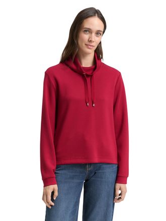 Tom Tailor Damen 1049025 Scuba Sweatshirt mit Stehkragen, 10361-Rumba Red, XL