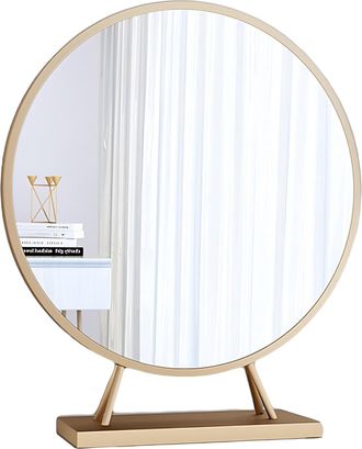 Generic Standspiegel Im Nordischen Stil Mit Metallrahmen und Fu&szlig; zur Dekoration Von Schminktisch, Badezimmer, Schlafzimmer und Wohnzimmer(Gold,50CM)