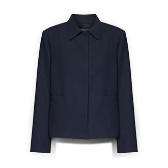 Elena Miro Cr&ecirc;pe Stoffjacke - - Jackets - Damen - Blau - 7XL