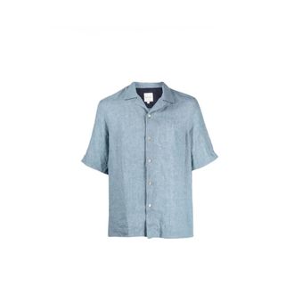 Paul Smith Blaues Leinenhemd Kurzarm - - Shirts - Herren - Blau - M