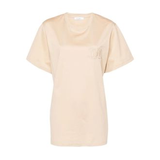 Max Mara Braunes Baumwoll-Kurzarm-Tshirt - - Tops - Damen - Braun - S
