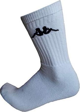 Kappa Lot de 6 paires, 12 chaussettes de sport en &eacute;ponge, hauteur mi-mollet, chaussettes de tennis, chaussettes de randonn&eacute;e pour homme et femme - Blanc - 3