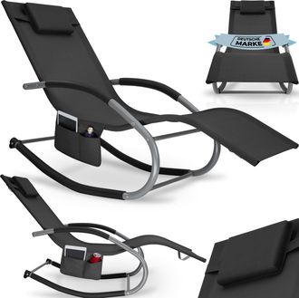 TecTake Gartenliege mit Seitentasche, Relaxliege, Liegestuhl Schaukelstuhl, Sonnenliege, Schaukel Outdoor Gartenmöbel, Terrasse, Balkonmöbel, Pool Garten, Lou