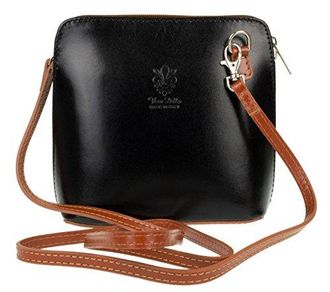 Girly HandBags Femmes Cuir véritable peau de serpent rigide Cross Body (Noire bronzer)