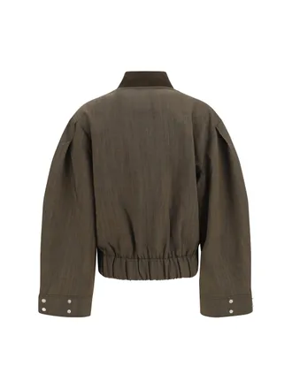 Ganni Womens Lightweight Wool Bomber Jacket Canteen Merino Ovis Aries