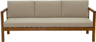 Miliboo Miliboo - Canap&eacute; de jardin 3 places en bois massif et coussins d&eacute;houssables taupe L190 cm akis