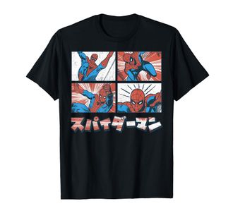 MARVEL Spider-Man Kanji Comic Illustration Graphic T-Shirt