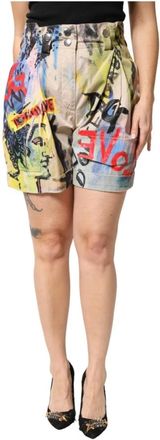 Dolce & Gabbana Femme, Shorts, Multicolore, Taille: 42 FR Graffiti Print HighWaist Bermuda Shorts