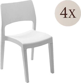 Dmora 4er-Set Gartenst&uuml;hle Zircone, Gartensitz, F&uuml;r drinnen und drau&szlig;en, Stapelbar, Made in Italy, 50x51 h82 cm, Wei&szlig; - Dmora