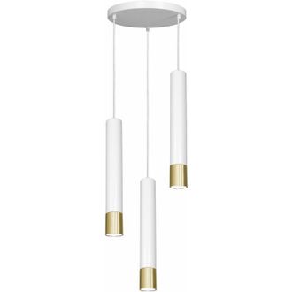 Licht-Erlebnisse Licht-erlebnisse - Pendelleuchte Wei&szlig; Gold 3-flammig GU10 Metall H&auml;ngelampe Esszimmer Wohnzimmer