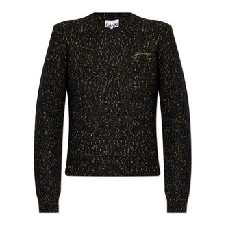 Ganni Pullover mit Logo - - Knitwear - Damen - Schwarzk - M