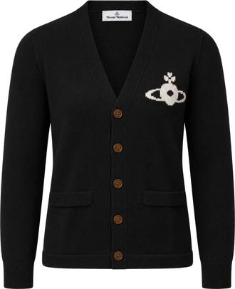Vivienne Westwood Cardigan Alex en laine &agrave; col en V - Femme - Pulls - Noir - Taille: 44 FR