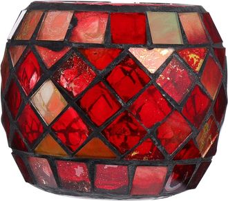 Cabilock 2 St&uuml;ck Europ&auml;ischer Mosaikglas Kerzenhalter Teelichthalter ohne Kerze Handgefertigte Glasdekoration f&uuml;r Romantisches Abendessen und Heimdeko Warmes L