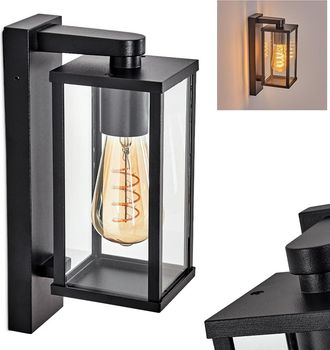 HOFSTEIN Außenwandleuchte Tourega, Außenwandlampe aus Metall/Glas in Schwarz/Klar, Leuchte im modernen Industrial-Design für Garten/Außenfassade/Außenbereich/T