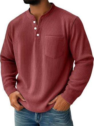Generic Polo d&eacute;contract&eacute; et respirant pour homme, coupe classique, tunique basique boutonn&eacute;e, l&eacute;g&egrave;re et confortable, bordeaux, 5XL
