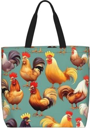 Generic Coqs Mignons Sac Fourre Tout Grand Sacs R&eacute;utilisable Sac A Main Femme Pour Plage Voyage Gym