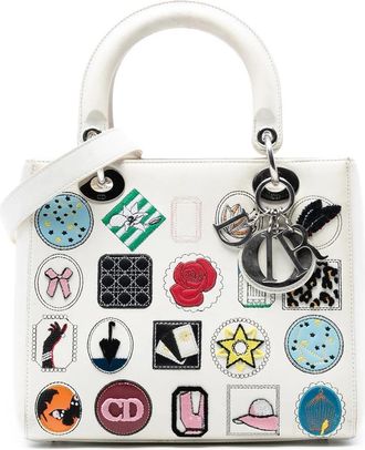 Dior Hobo Bags - Medium Calfskin Patch Embellished Lady Dior - Gr. unisize - in Wei&szlig; - f&uuml;r Damen