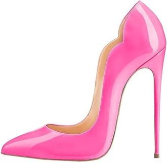 Generic Escarpins à Talons Aiguilles et Bout Pointu pour Femme, Chaussures de Soirée Sexy en Cuir Verni Talons Hauts de élégantes et Confortables pour Un Mari