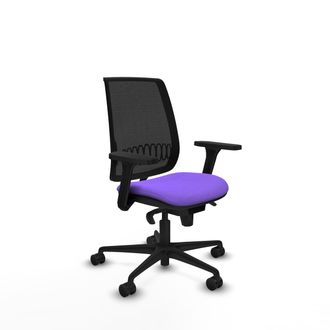 Piqueras y Crespo Computerstuhl mit 3D-Armlehnen, h&ouml;henverstellbare Lendenwirbelst&uuml;tze, mit 5 Positionen und injiziertem Schaumstoff, Schwarz/Lila