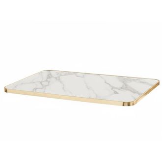Oviala Plateau de table stratifi&eacute; 120 x 60 cm et bord aluminium marbre blanc