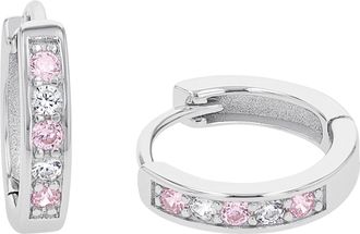 Amor Creolen 925 Sterling Silber M&auml;dchen Kinder Ohrschmuck, mit Zirkonia synth., 1,2 cm, Silber, Kommt in Schmuck Geschenk Box, 9257041