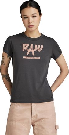 G-Star G-Star RAW Damen Calligraphy Graphic Top, Grau (Grey Asphalt D24498-D511-G277), XXS