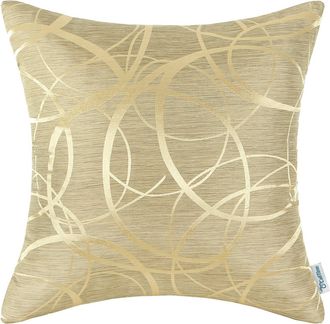 CaliTime Kissenbezüge, Kissenhülle Packung mit 1 Kissenbezüge Throw Pillow Covers Cases, Modern Circles Ringe Geometrisch, 45cm x 45cm, Gold