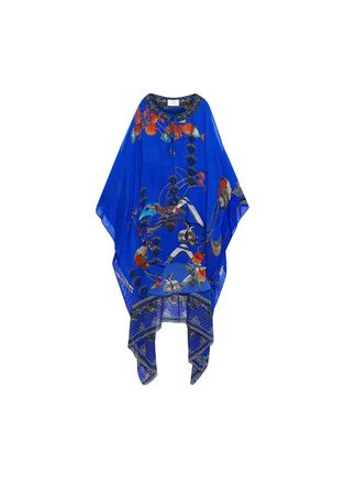 Camilla Blue Tiger Print Cape Dress Size L