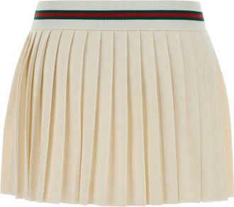 Gucci GG Jersey Pleated Skirt - Beige