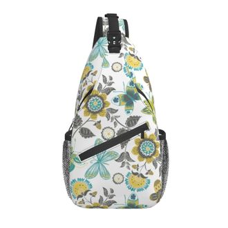 AOOEDM Vintage 80er Geometric Sling Bag Crossbody Sling Rucksack Brusttasche Tagesrucksack Reisen Wandern Umhängetasche für Männer Frauen