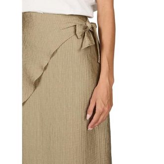 Object Jupe droite pliss&eacute;e &agrave; taille &eacute;lastiqu&eacute;e et ceinture &agrave; nouer